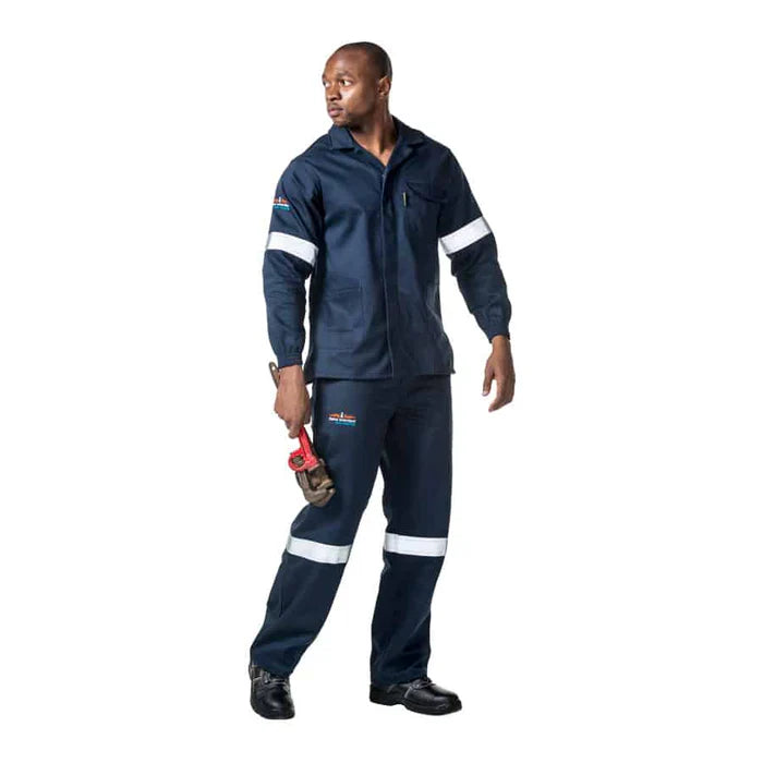 DROMEX OVERALL TROUSER NAVY D59 ACID FLAME RETARDANT WITH REFLECTIVE ...
